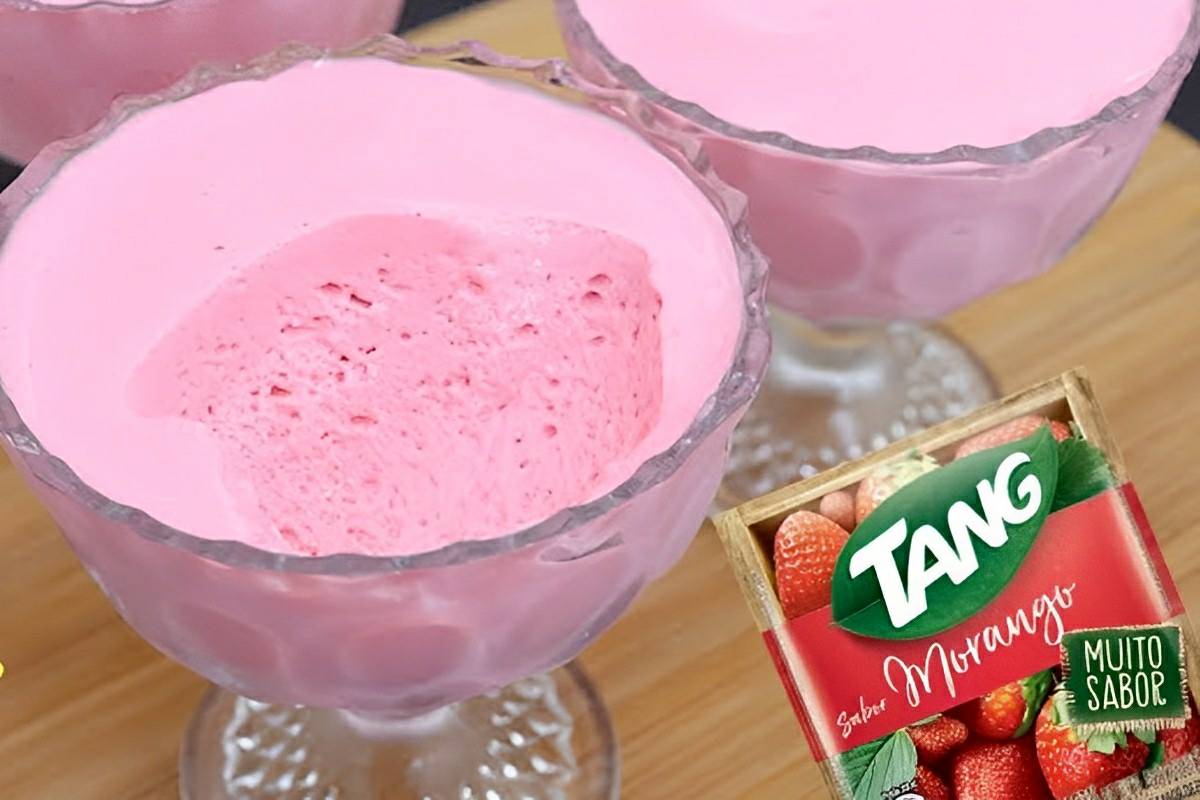 Mousse de suco Tang para fazer do sabor que mais gostar simples e prático