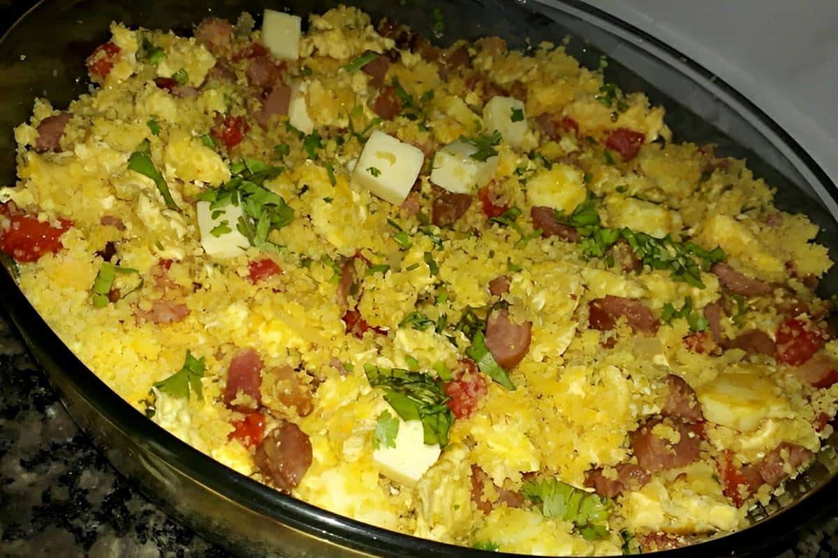 Farofa de cuscuz nordestino bem temperada uma delícia para acompanhar ...