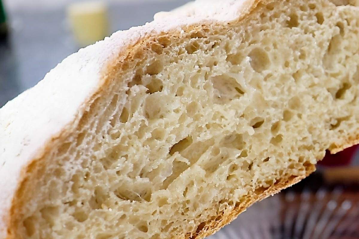 Pão caseiro sem sovar ou pão 10 dobras feito apenas com farinha ...