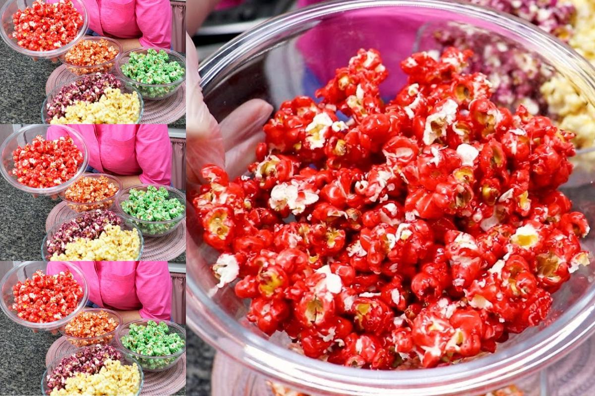 Como fazer pipoca doce colorida: não fica murcha depois que esfria