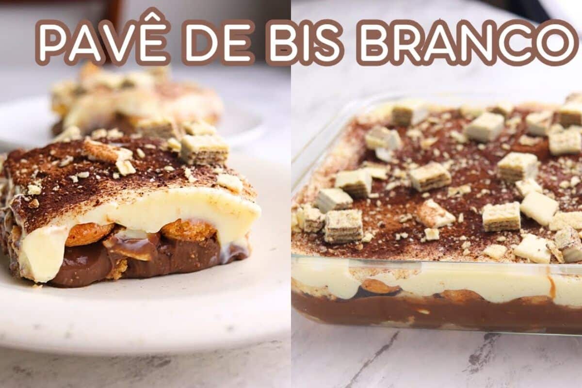 Pavê duo de Bis branco cremoso e muito fácil sobremesa gelada que todo ...